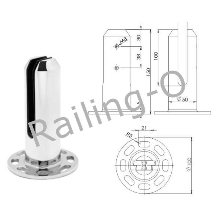 POOL FENCE SPIGOT ROUND FLANGED-A Pool fencing spigot-Qingdao Railing-O ...